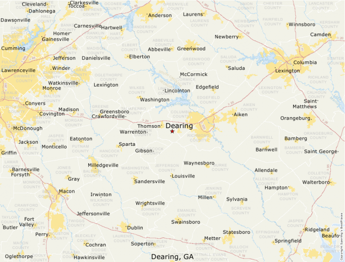 Dearing Georgia Map at Olivia Breillat blog